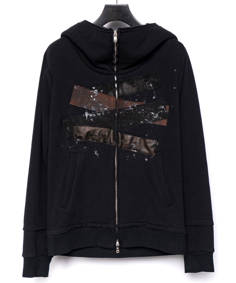 【直営限定】ジップアップ パッチワークフーディー - BLACK – STRUM OFFICIAL